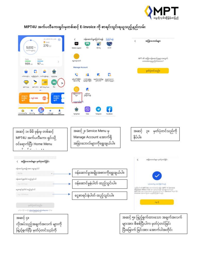 MPT Post-paid and FTTH E-invoice | Myanmar Tech Press