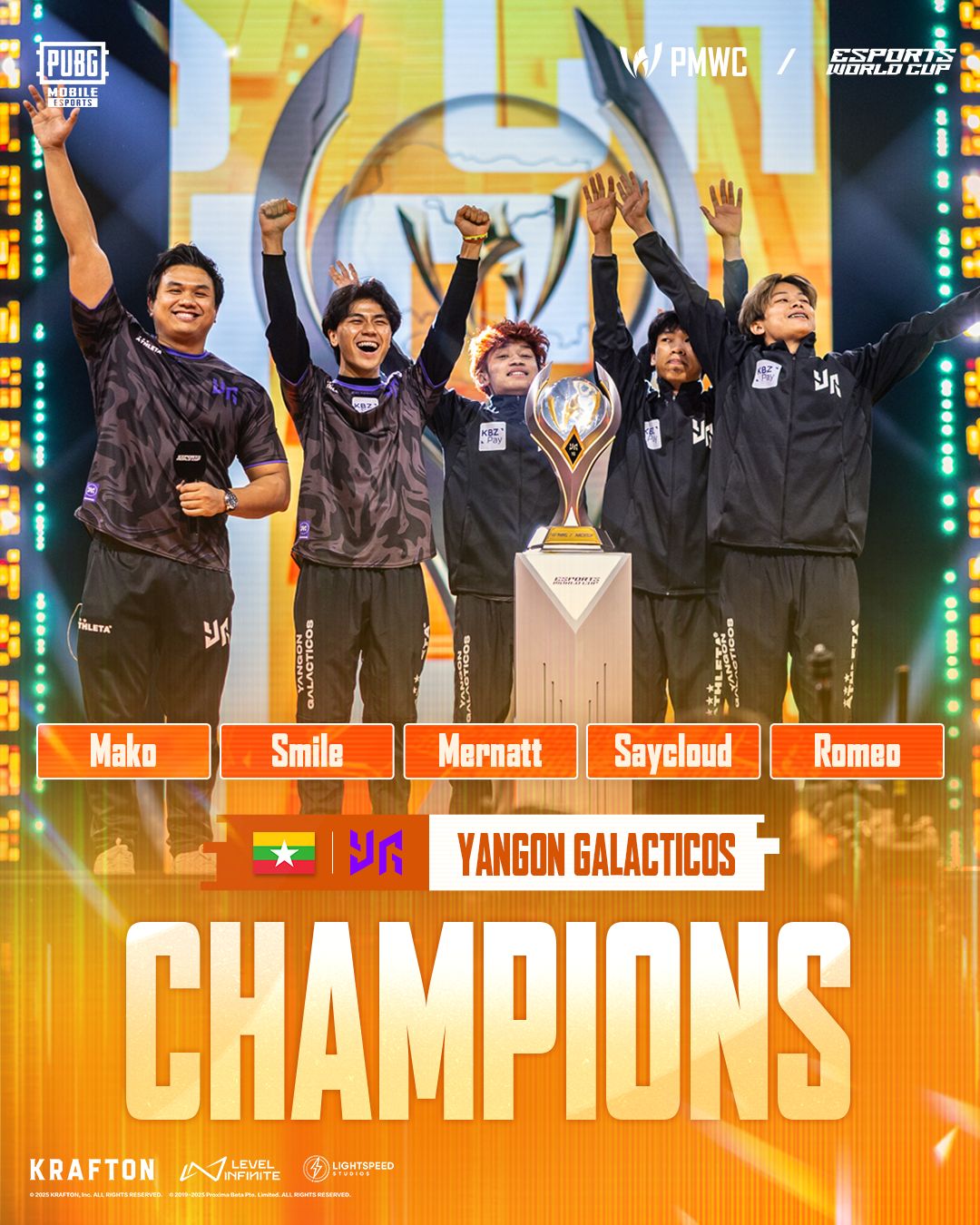 PUBG Mobile Esports Team Yangon Galacticos Crowned PMWC 2025 Champions ...